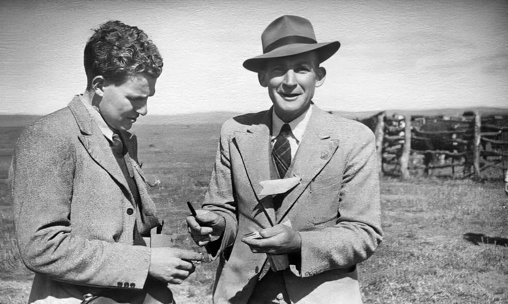 Peterborough businessmen George Baird (R) and his son Bob Baird (L), c ...