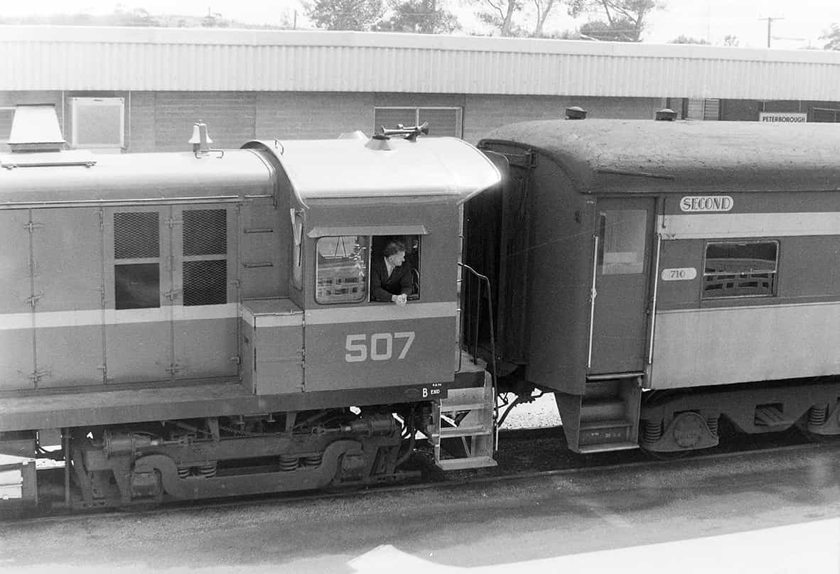 Passenger train hauled by 500 Class locomotive 507 for the Peter ...