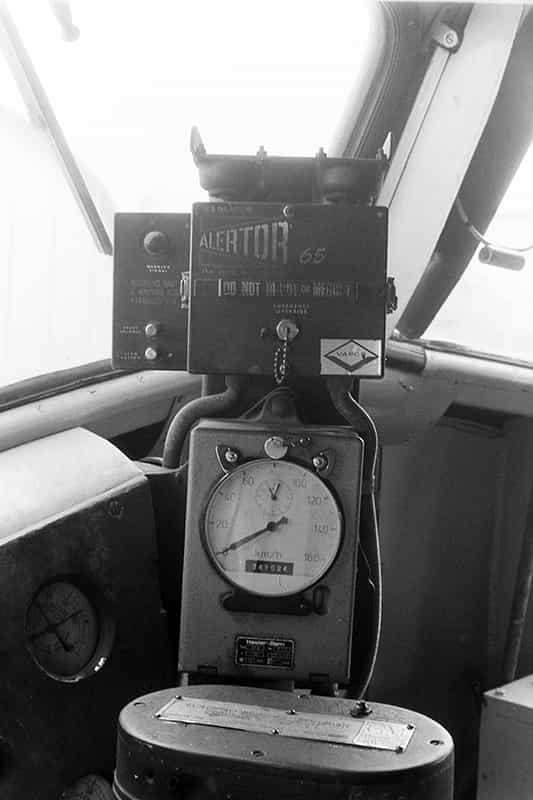 Speedometer of GM Class locomotive 7, 1974 | Lionel Noble Photo Collection