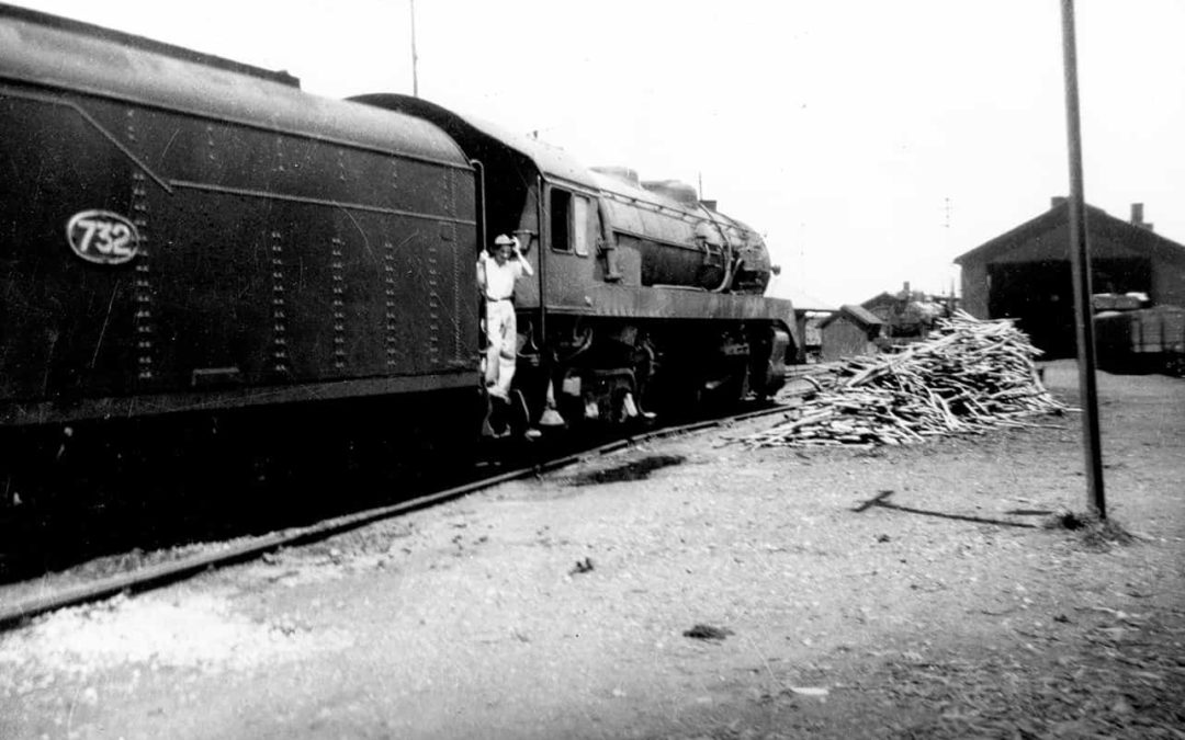 720 Class locomotive 732 at Terowie loco depot, 1960. Commonwealth ...